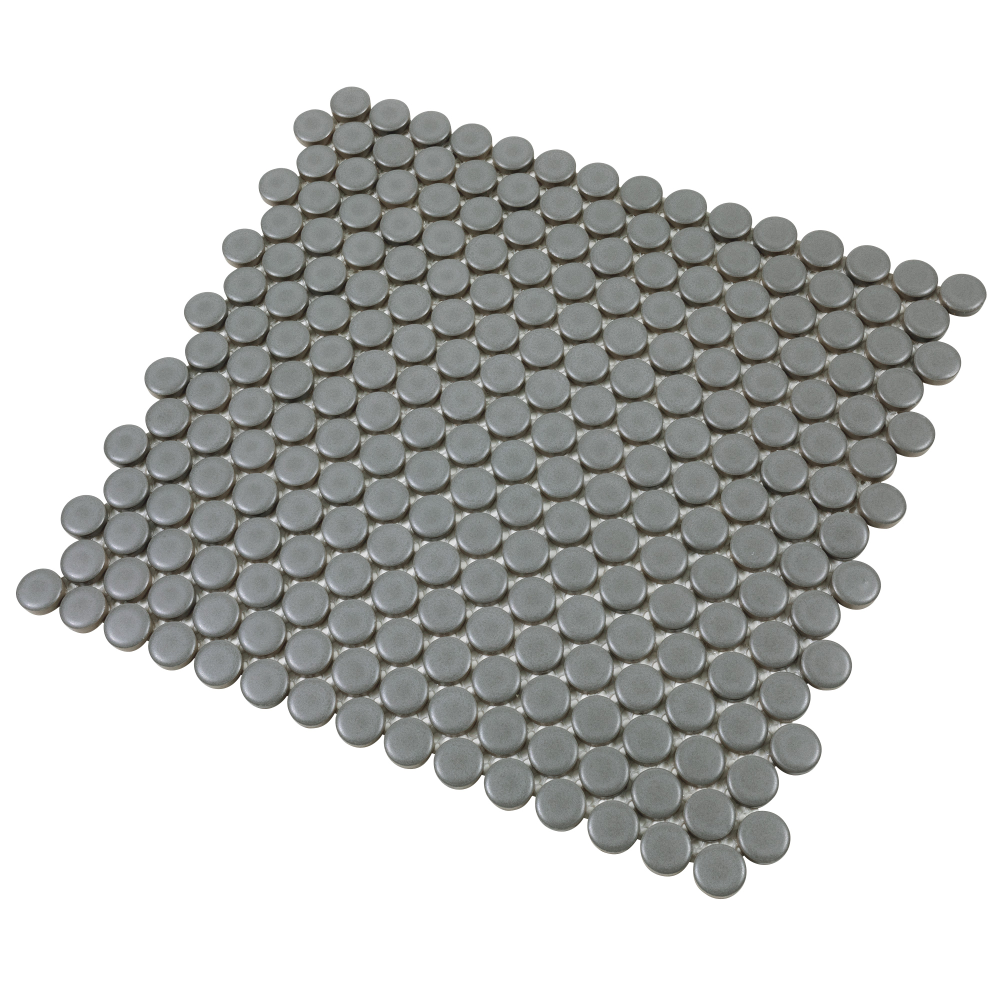 Grey Matte 3/4 Inch Penny Round Porc Mos - Anthology