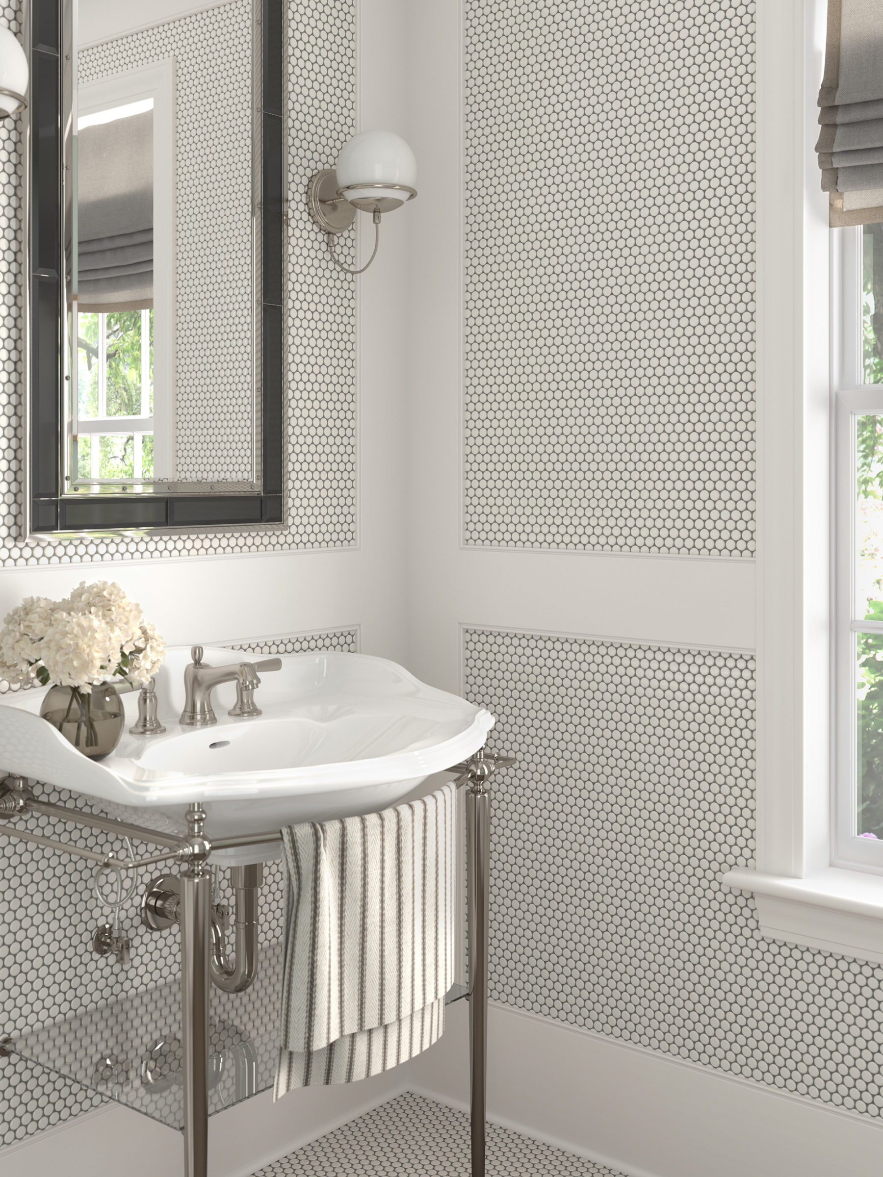 Taupe Matte 3/4 Inch Penny Round Porc Mos - Anthology