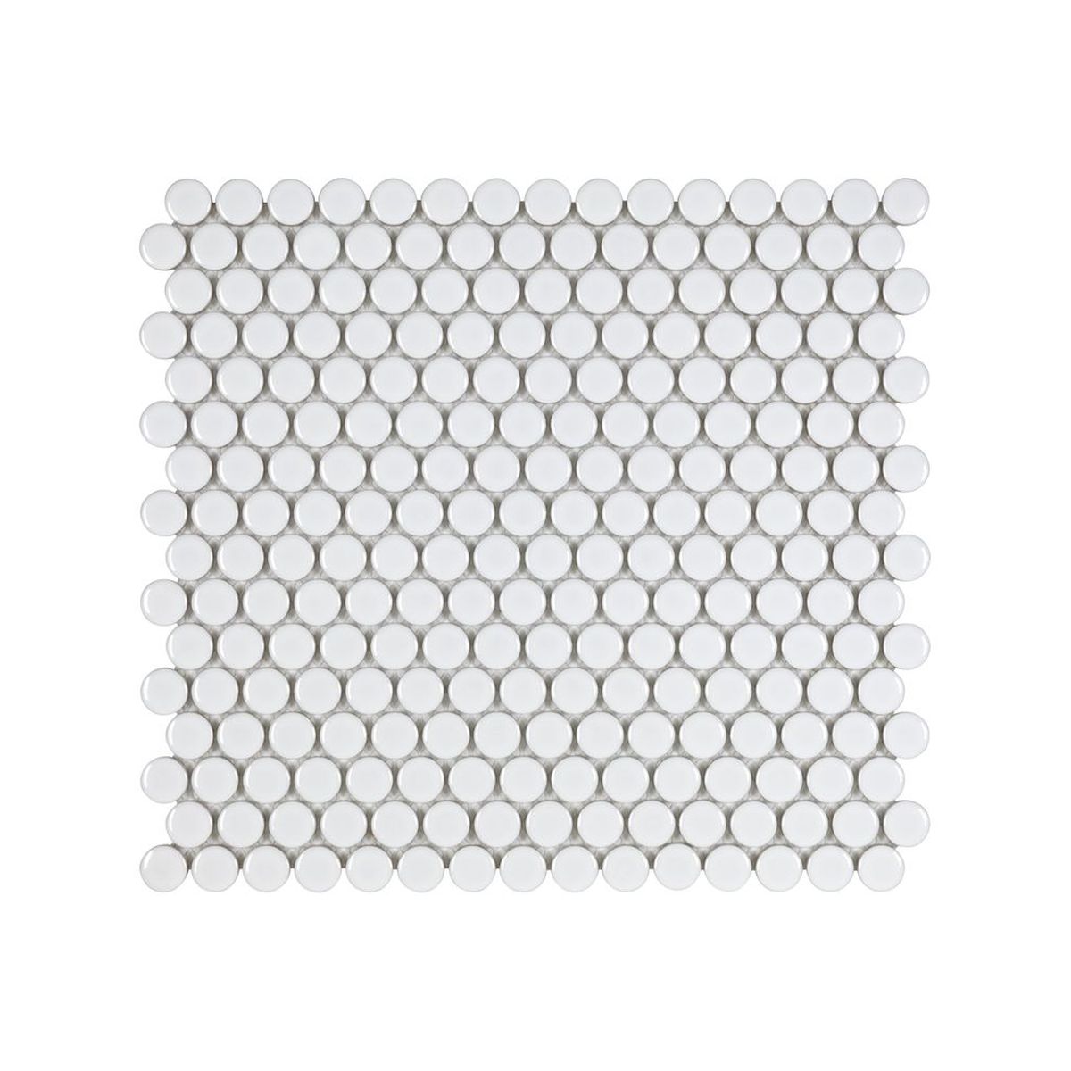 WHITE GLOSSY 3/4 INCH PENNY ROUND PORC MOS - Anthology